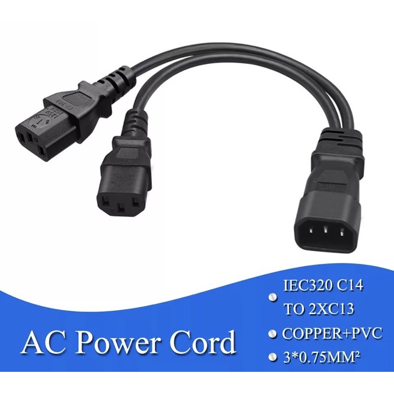 IEC320 C14 TO 2 X c13 Adapter Cable Power Extension Cable， C14 plug to ...