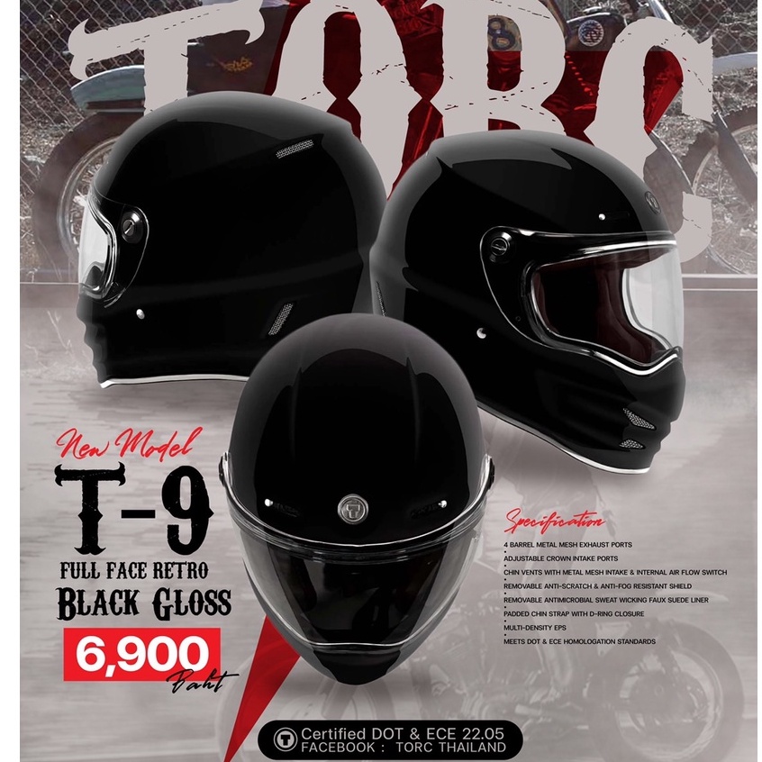 Torc T1 หมวกกันน็อควินเทจ จากอเมริกา | Shopee Thailand