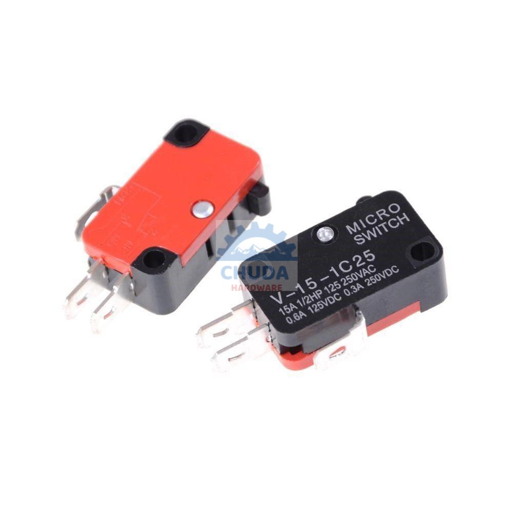 สวิทช์ ไมโครสวิทช์ ลิมิตสวิทช์ Micro Switch Limit Switch 3 ขา 15A 250V #V-15-1C25 MS ดำ-แดง (1 ...