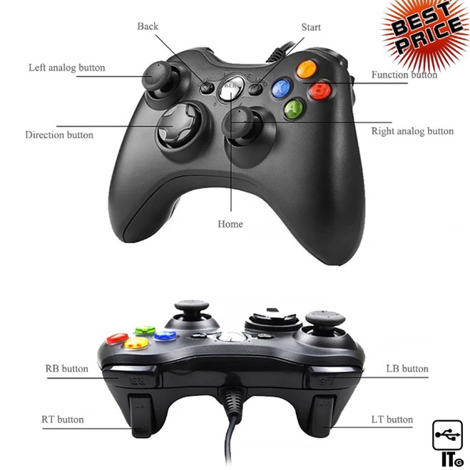 จอย XBOX Controller Analog OKER XBOX (U-306) Black ประกัน 1Y จอยสติ๊ก ...