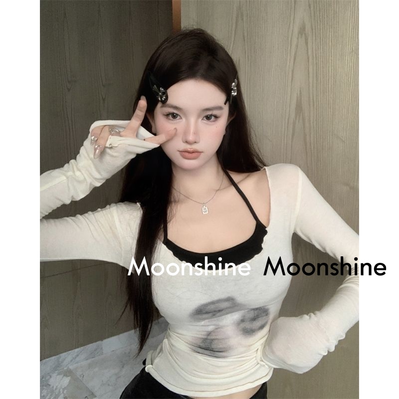 Moon เสื้อครอป เสื้อสายเดี่ยว ย้อนยุค y2k 2022 NEW 22112805 | Shopee Thailand
