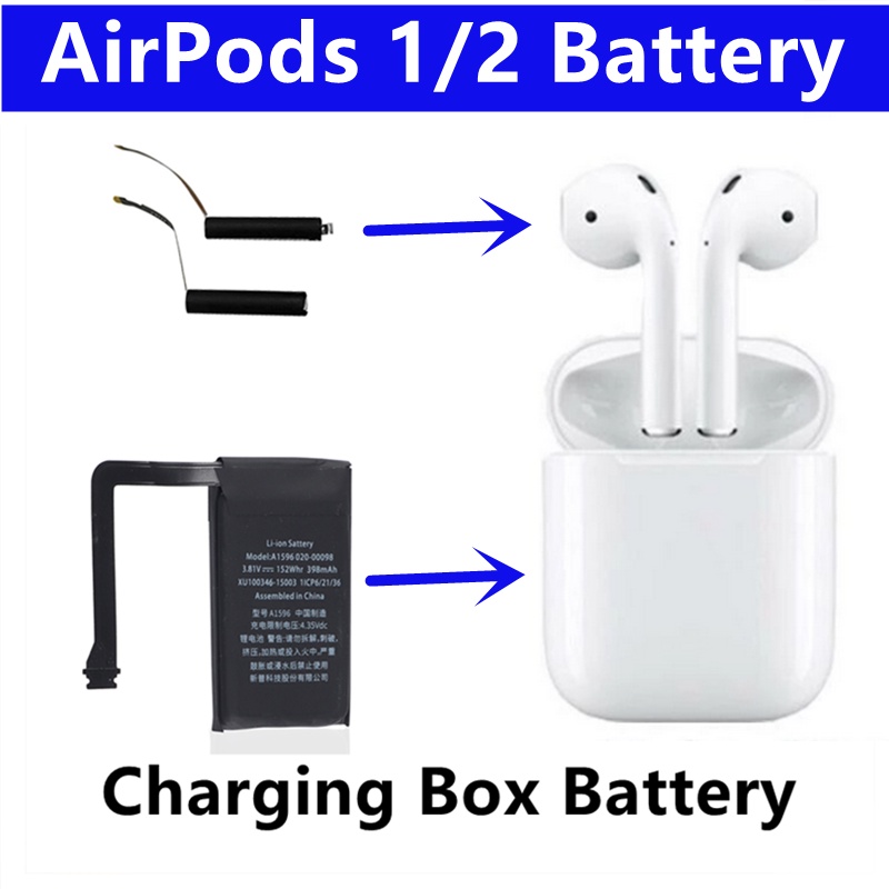 แบตเตอรี่สำหรับ Airpods 1st 2nd A1604 A1602 A1523 A1722 A2032 A2031 Air Pods 1 2ชุดหูฟังไร้สาย ...