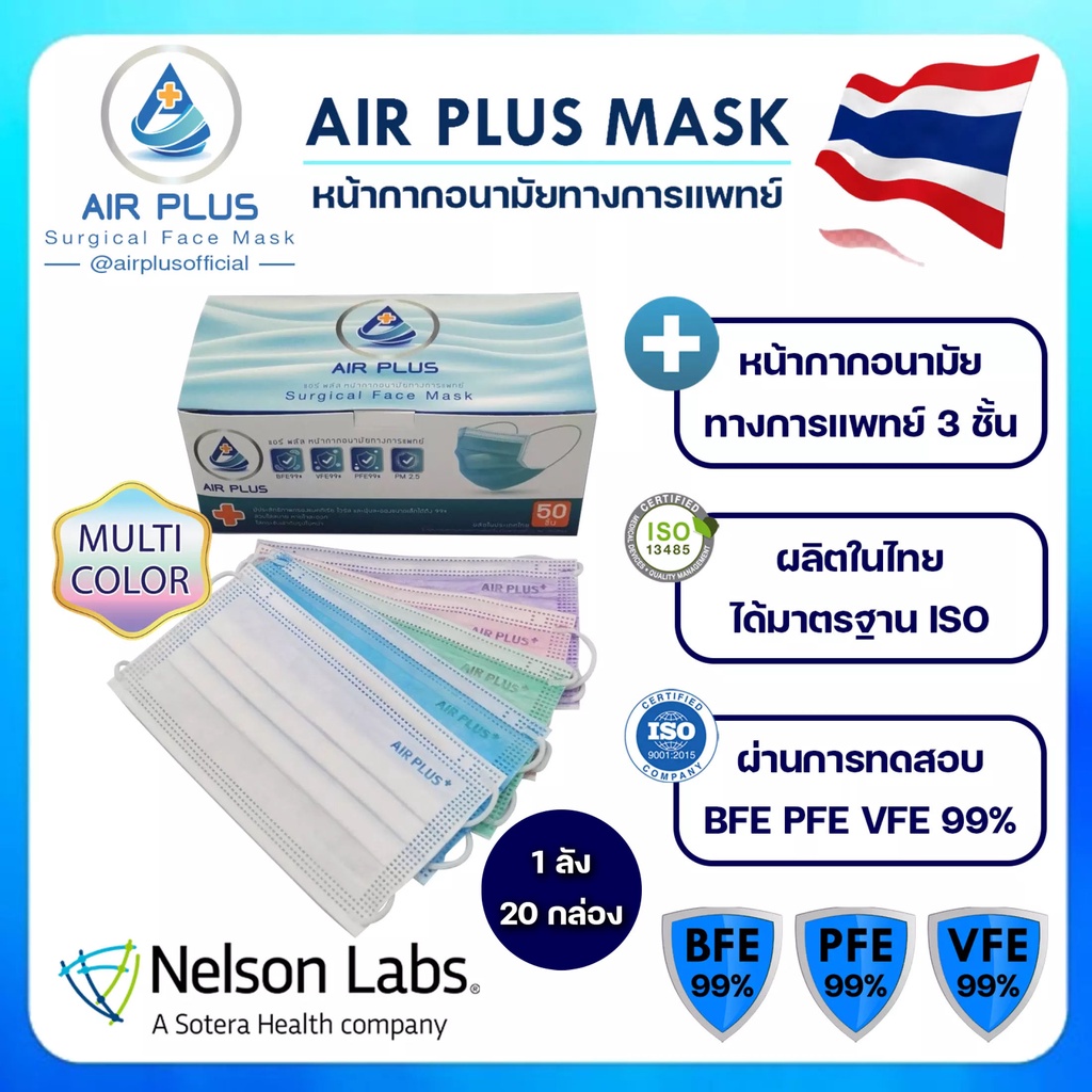 ยกลัง หน้ากากอนามัยทางการแพทย์ มีอย.ปลอดภัยVFE BFE PFE 99% AIR PLUS ...