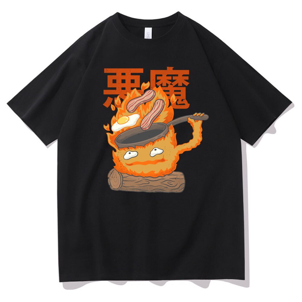 อะนิเมะ Fire Demon เสื้อยืด Calcifer Howl Moving Castle สตูดิโอ Ghibli ...