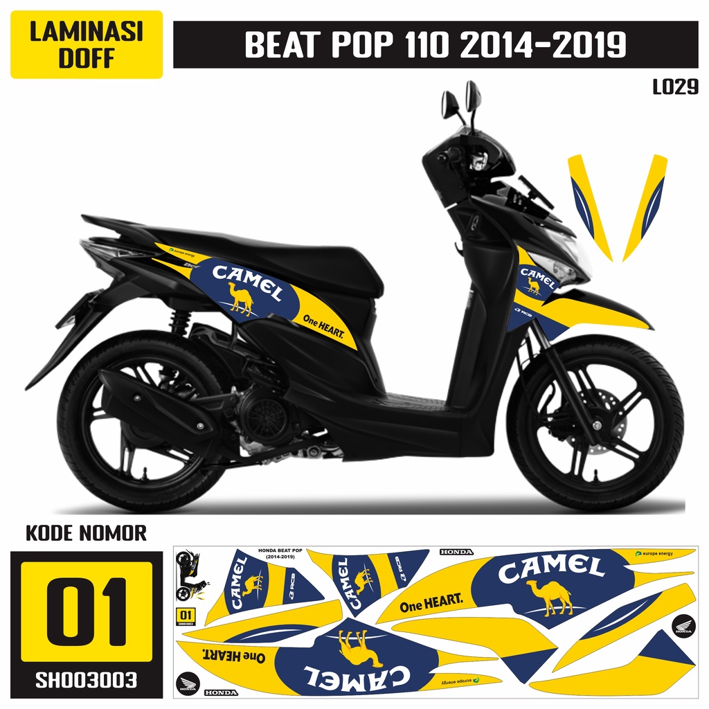 สติกเกอร์รูปลอก สําหรับ Honda Beat Pop 2014-2019 Variation SH003003 ...