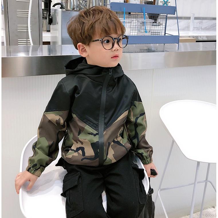 Bobora เสื้อแจ็กเก็ต กันลม มีฮู้ด ลายพราง แฟชั่นเกาหลี สําหรับเด็ก ...