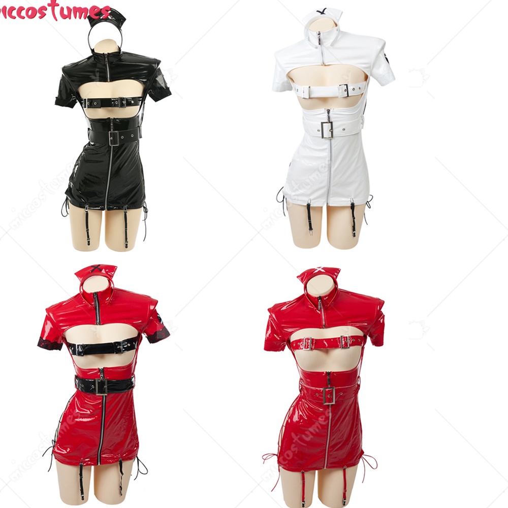 Women Sexy Nurse Lace-up Dress Lingerie Costume Outfit with Belt And ...