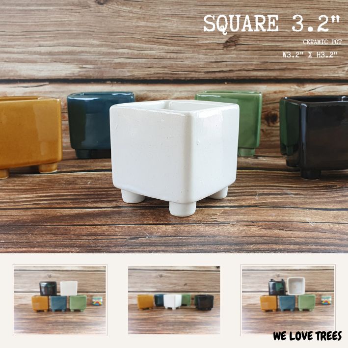 กระถางเซรามิค 4 ขาทรงสี่เหลี่ยม (Square Ceramic Pot) | Shopee Thailand