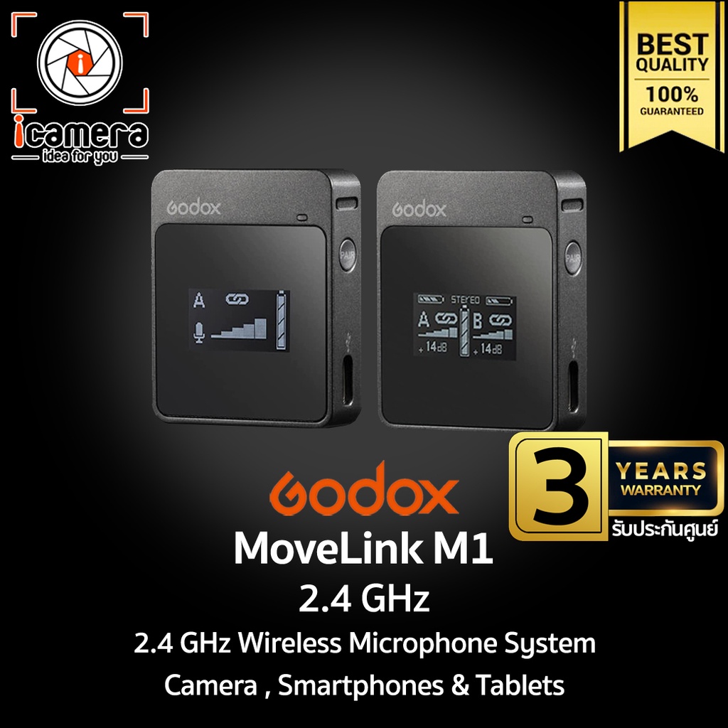 Godox Microphone MoveLink M1 ,Wireless Microphone 2.4GHz สำหรับ Camera ...