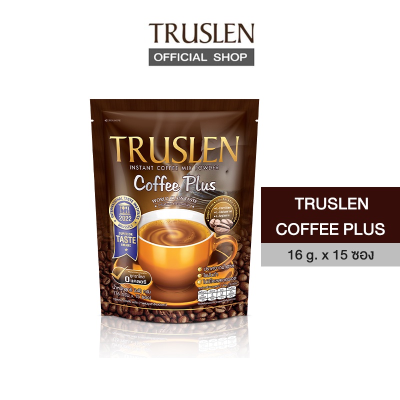 TRUSLEN COFFEE PLUS กาแฟทรูสเลน คอฟฟี่ พลัส ( 15 ซอง) หนัก240กรัม (16g ...