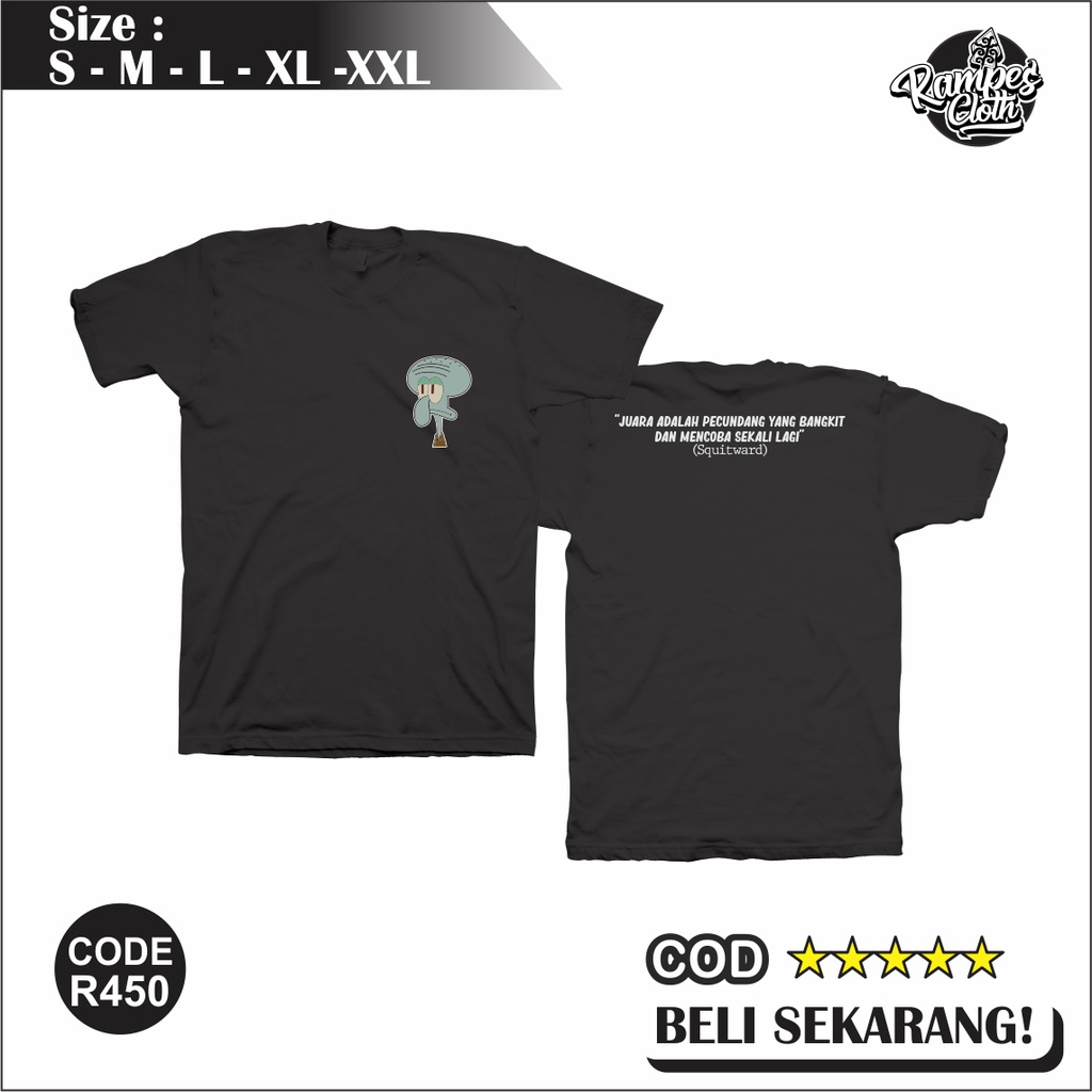 เสื้อยืด ผ้าฝ้าย พิมพ์ลาย Squitward Words Distro 30s R450 | Shopee Thailand