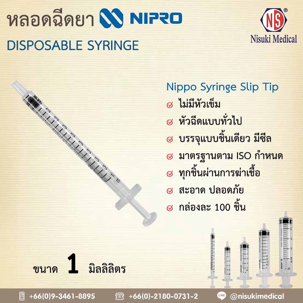 หลอดฉีดยา NIPRO ขนาด 1 ml. 1 กล่อง บรรจุ 100 ชิ้น | Shopee Thailand