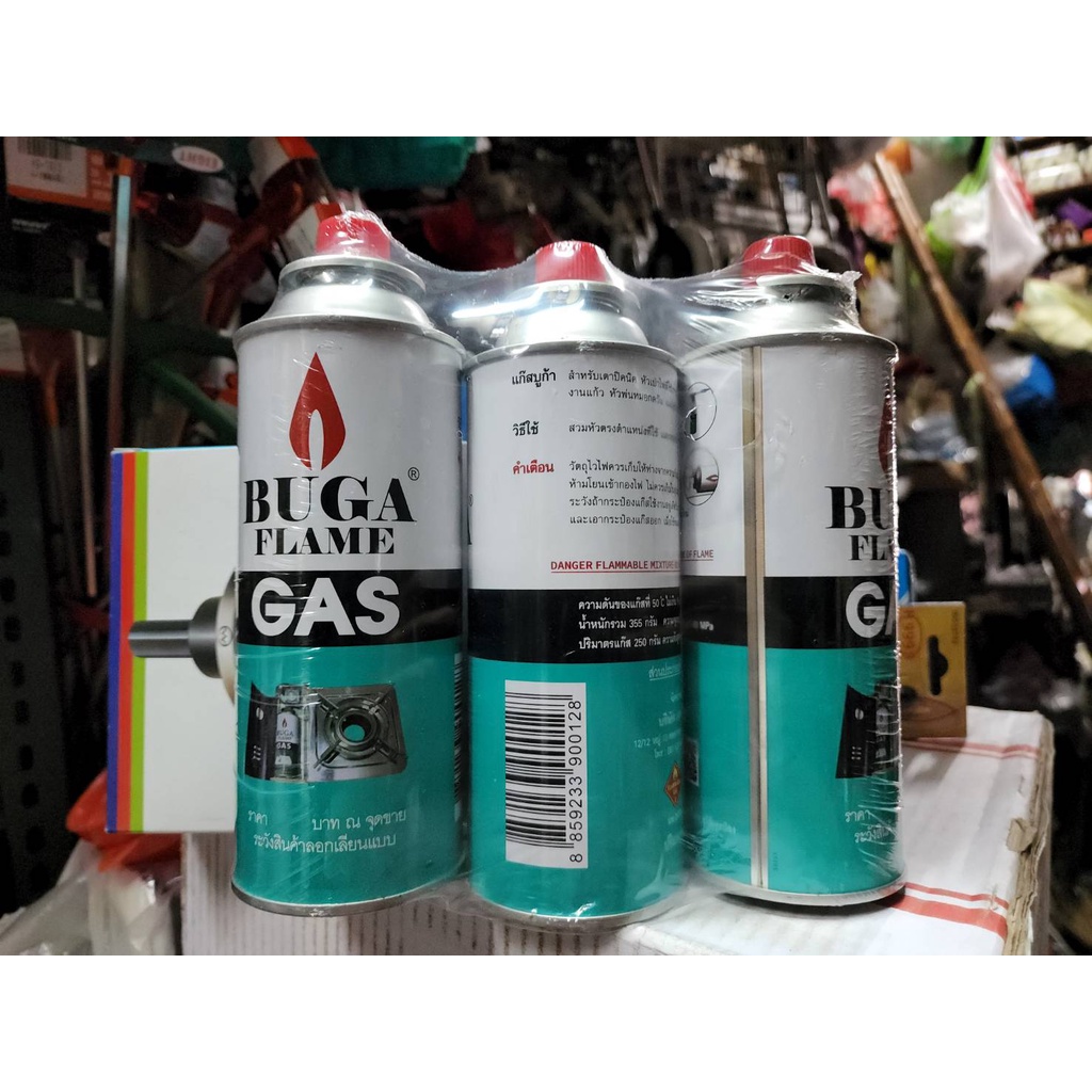 แก๊สกระป๋อง Buga Gas Refill ขวดใหญ่ แก๊สเติมไฟแช็ค กระป๋องแก๊สพกพา BUGA ...
