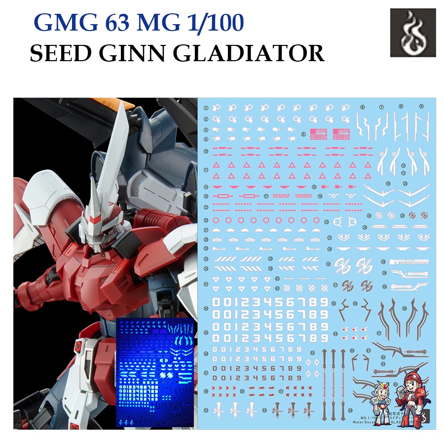 ดีคอลน้ำ [Ghost] MG 63 SEED GINN GLADIATORMG MG 1/100 (HIQ Water Decal ...