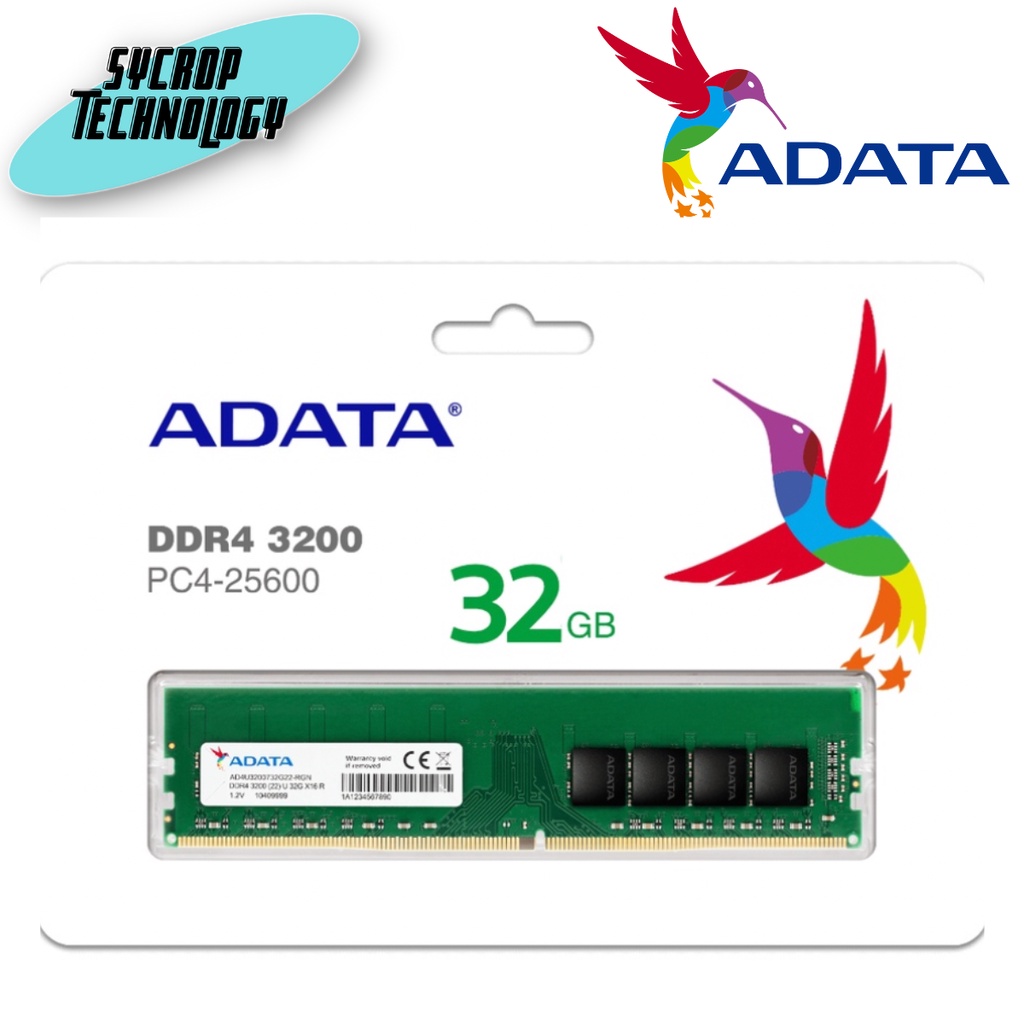 เเรมPC Adata 32GB รุ่น 16GB RAM DDR4/3200 U-DIMM For PC (ADT-U320032G22 ...
