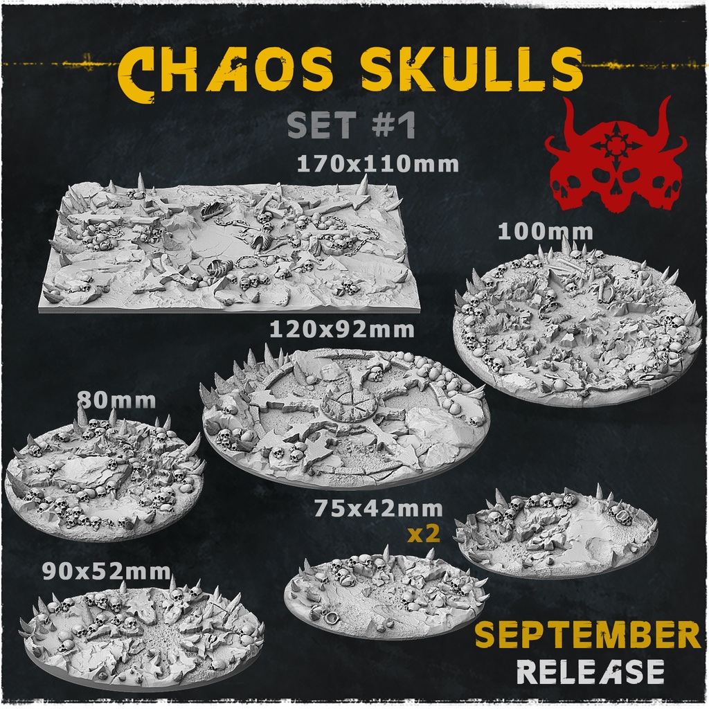 Chaos skull miniature base ฐานโมเดล warhammer 40k [Designed by Zabavka ...