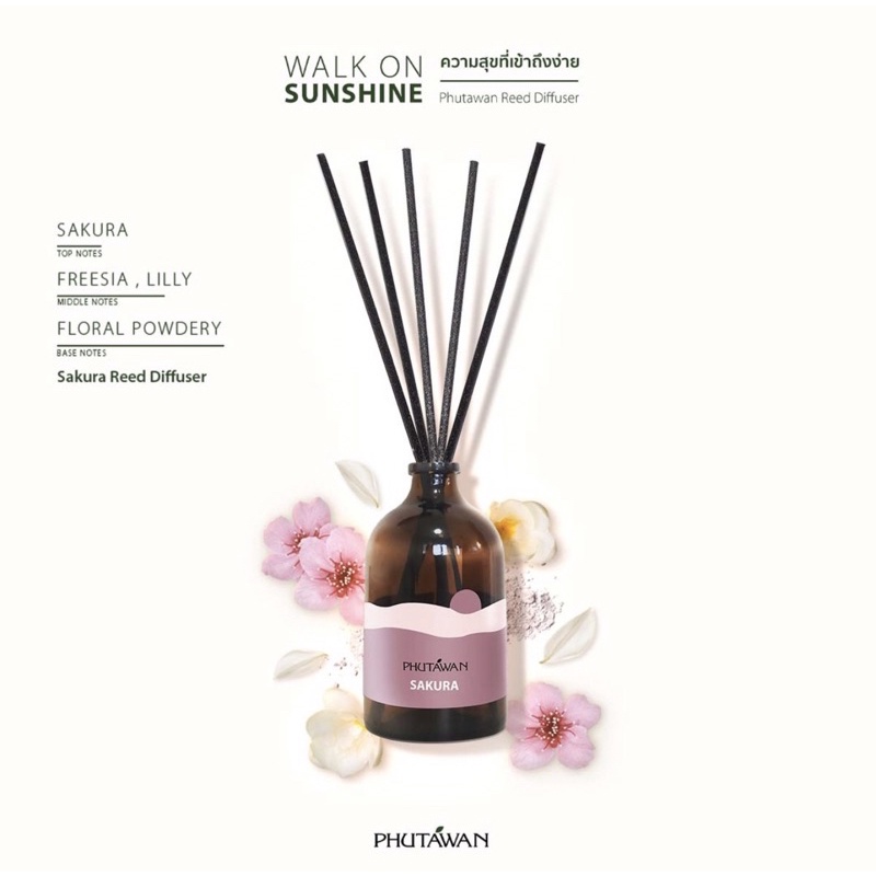 Sakura Phutawan Reed Diffuser 50ml ก้านไม้หอมปรับอากาศภูตะวัน | Shopee ...