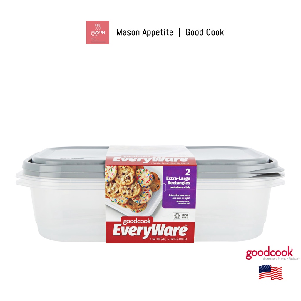 10844 GoodCook EveryWare Rectangle 1 GL Food Storage Container - 2pk ...