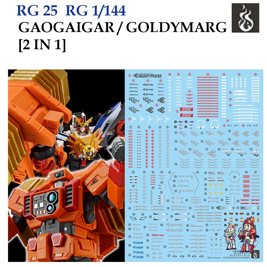 ดีคอลน้ำ [Ghost] RG 25 GAOGAIGAR / GOLDYMARG [2 IN 1] RG 1/144 (HIQ ...
