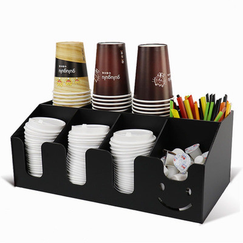 Black Acrylic Cup Holder Multi-compartment Cup Storage Rack Straw ...