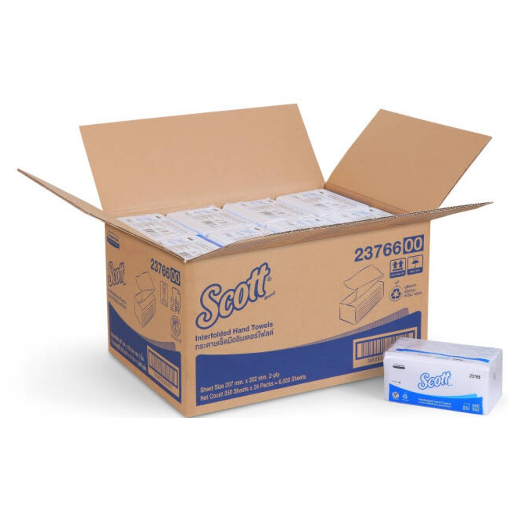 SCOTT ESSENTIAL กระดาษเช็ดมือ สก๊อตต์ เอสเซนเชี่ยล อินเตอร์โฟล์ด ทาวเวล ...