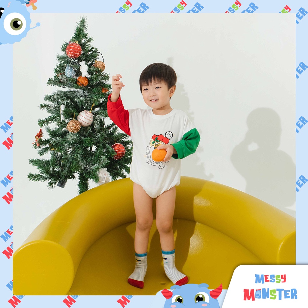 [พร้อมส่ง!] เสื้อบอดี้สูทเด็ก ลายซานต้าคลอส แบรนด์ Messy Monster รุ่น ...