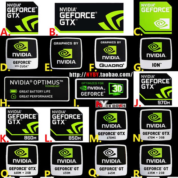 [สติ๊กเกอร์] NVIDIA GTX GEFORCE 970m 860m สติ๊กเกอร์ฉลากกราฟิกการ์ดโน๊ต ...