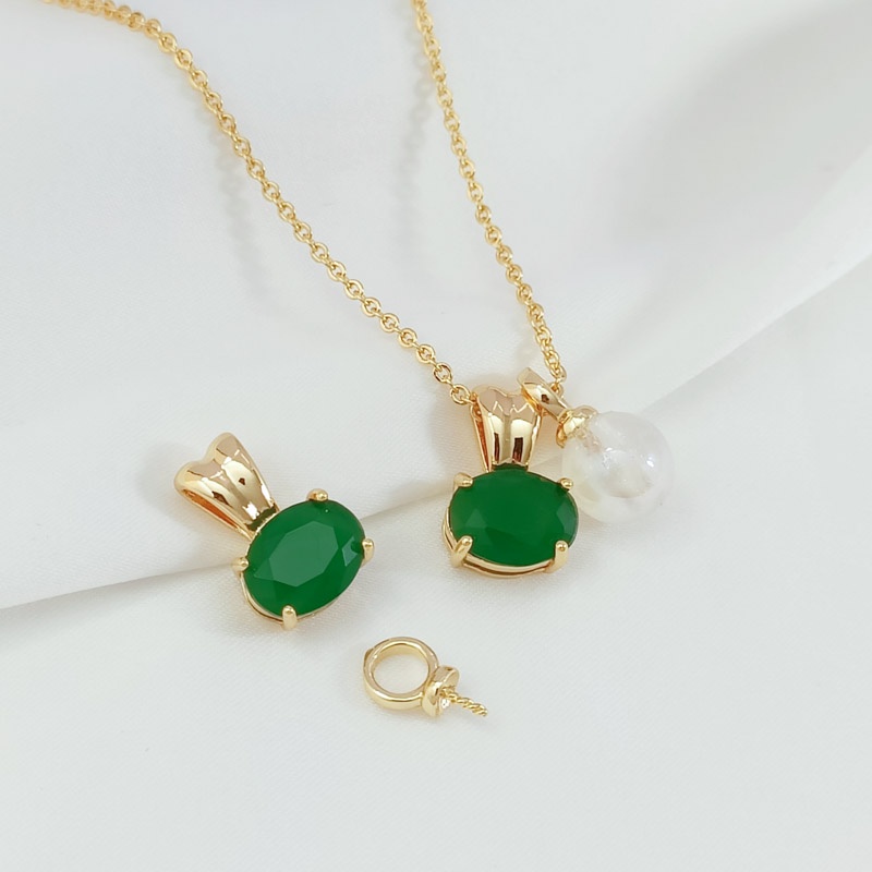 จี้ diy 14K ทองแดง Clad สีทองระบุฝังหยกจี้ขนาดเล็กฝาครอบจี้แหวนทําด้วยมือ | Shopee Thailand