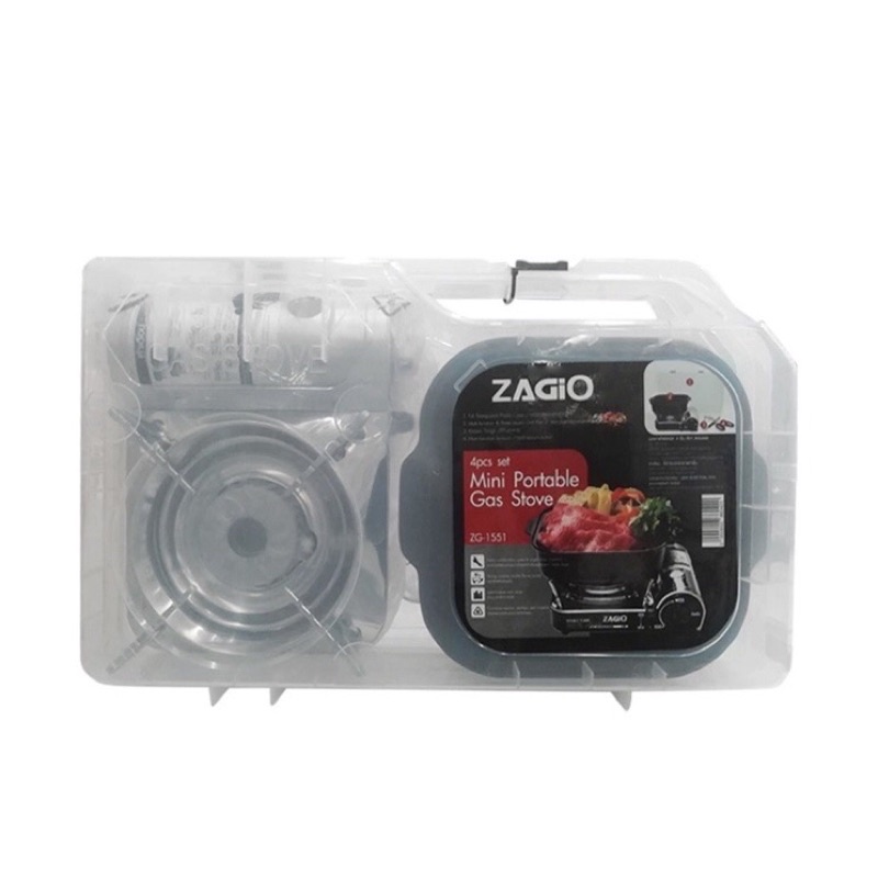 Zagio ชุดเตาแก๊สปิคนิก พร้อมหม้อ 4 ชิ้น/ชุด บรรจุในกล่องเก็บหรู และ ...