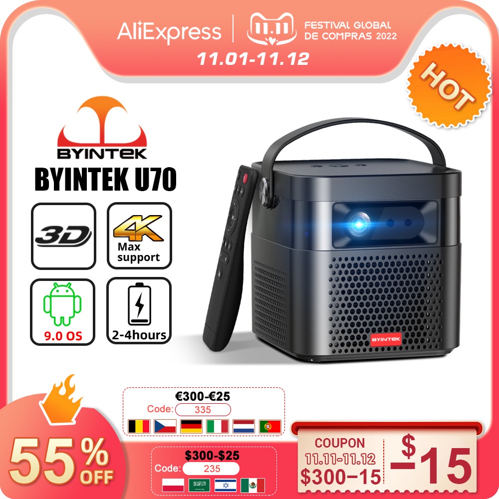 BYINTEK U70 Smart 3D 300inch Android WiFi Portable 1080P LED DLP Mini ...