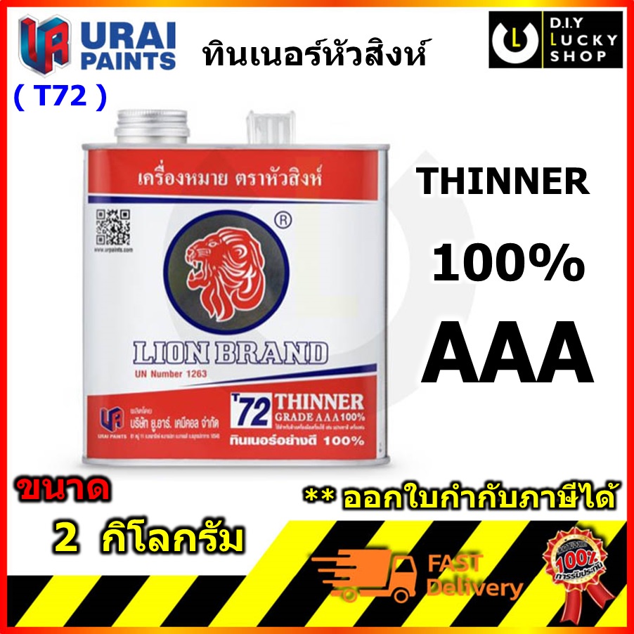 Thinner ทินเนอร์ AAA เกรดอย่างดี ตราหัวสิงห์ ขนาดแกลลอน 2 ลิตร LION ...