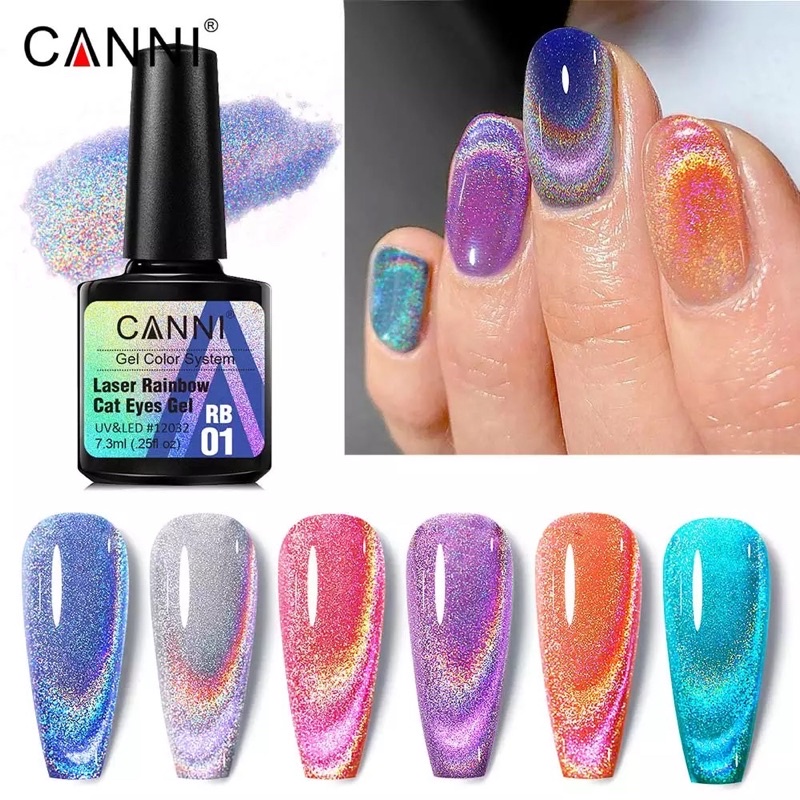 Canni 7.3 ml. สีเจลลูกแก้วเลเซอร์ โฮโลแกรม สีรุ้งสะท้อนแสงวิบวับ วิ้งสุดๆ สีสวยแบบตะโกนมากค่ะ ...