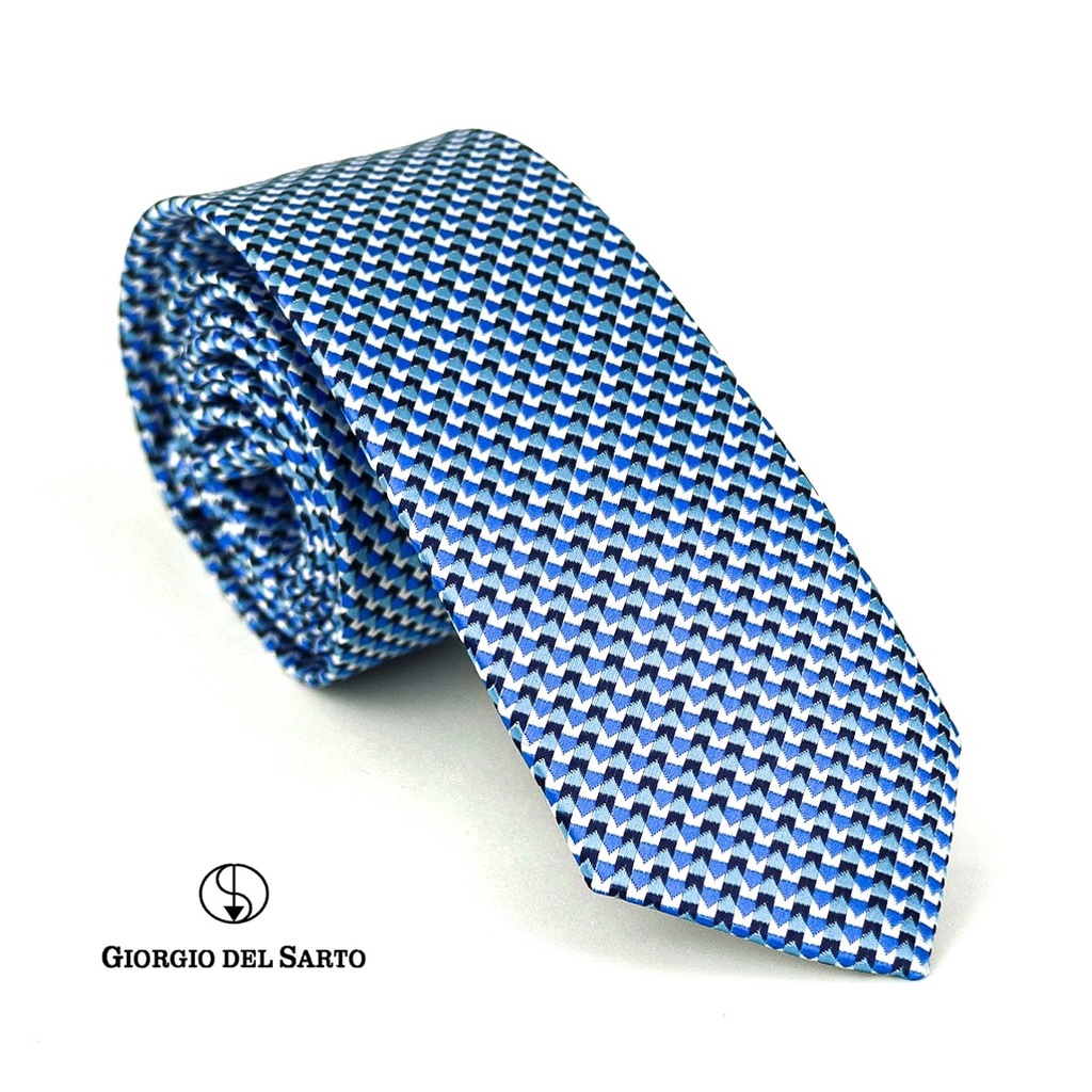 Giorgio Del Sarto Necktie 6 cm Blue with Fabric Texture เนคไทสีฟ้ามีเท ...