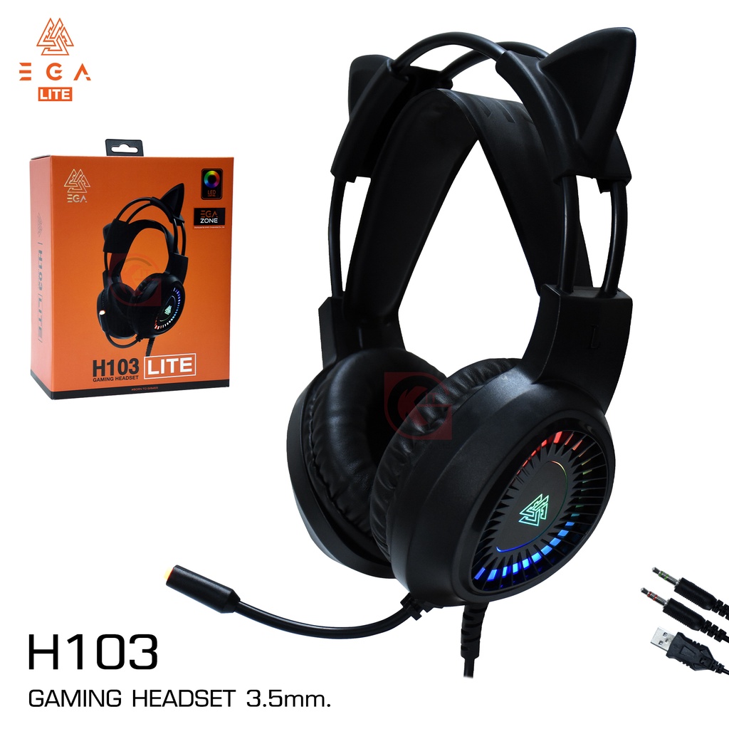 หูฟังเกมมิ่ง EGA H103 Lite LED Lighting Gaming Headset หูฟังคอม หูฟัง 7 ...