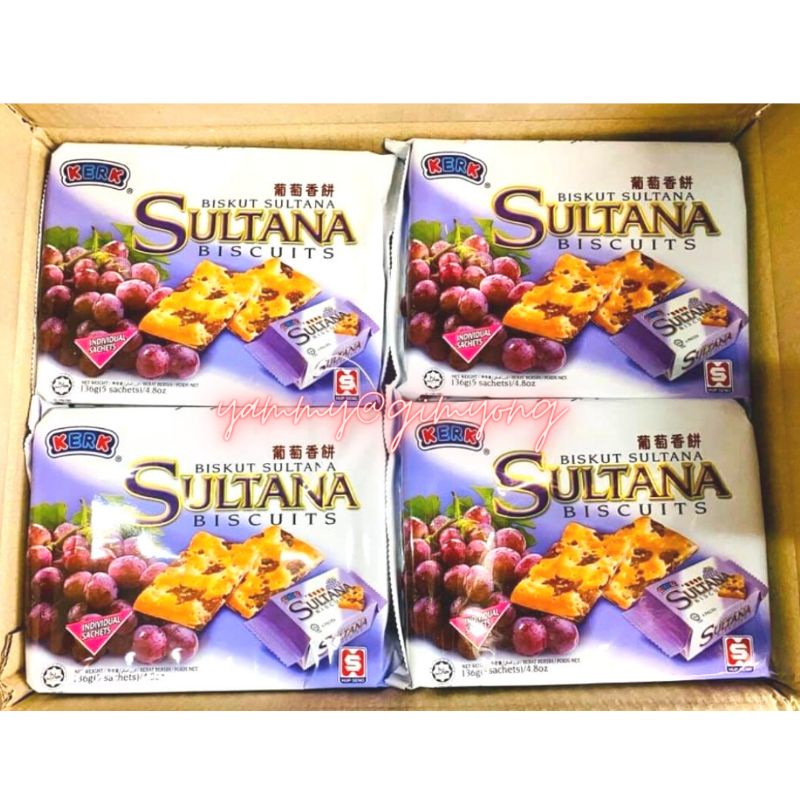 Sultana Biscuits ขนมปังกรอบ ผสม ลูกเกด ตรา Hup Seng 1 ห่อ มี 5 ซอง 136g | Shopee Thailand