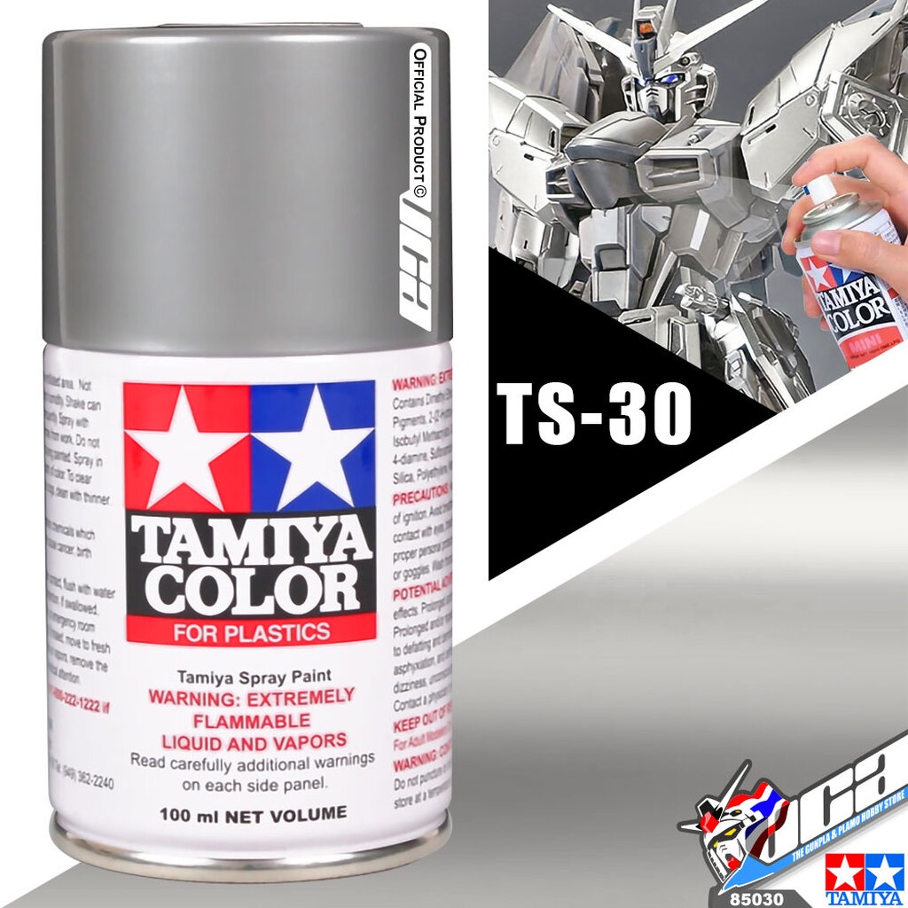 TAMIYA 85030 TS-30 SILVER LEAF COLOR SPRAY PAINT CAN 100ML FOR PLASTIC ...