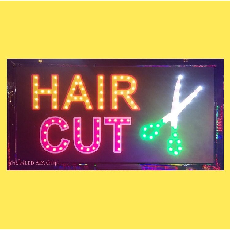 ป้ายไฟLED HAIR CUT OPEN WELCOME ป้ายไฟกล่อง หลอดไฟLED ประหยัดไฟ เสียบ ...
