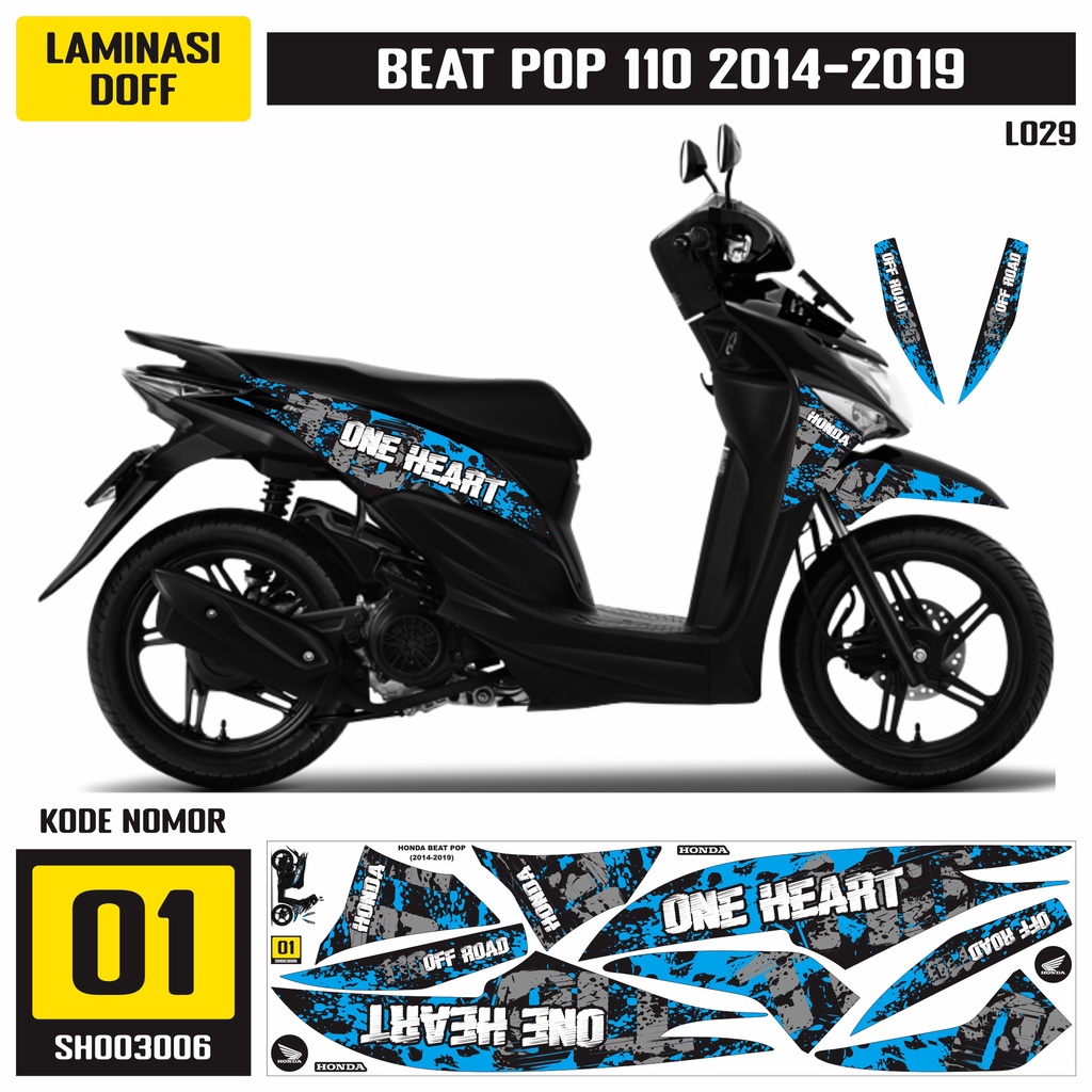 สติกเกอร์รูปลอก สําหรับ Honda Beat Pop 2014-2019 Variation SH003006 ...