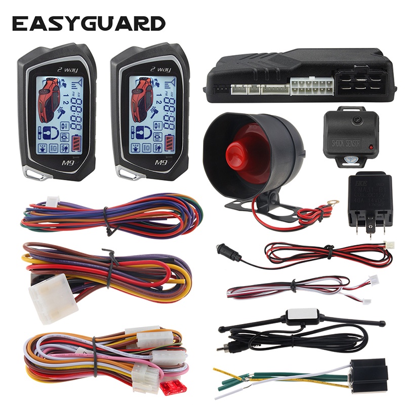 EASYGUARD 2 Way Car Alarm System big LCD Pager Display auto Start stop ...