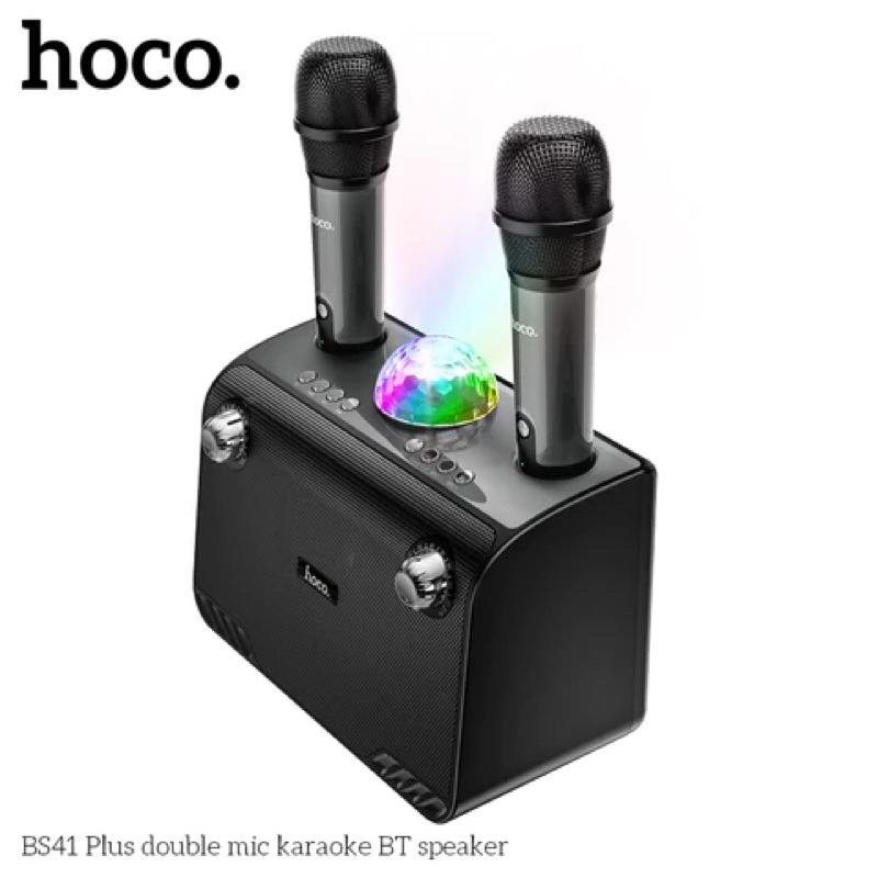 Hoco BS41 ลำโพงบลูทูธ มาพร้อมไมค์2ตัว เสียงดี ขนาดกะทัดรัด PLUS DOUBLE MIC KARAOKE WIRELESS BT ...