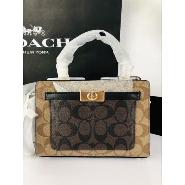 NEW Coach Mini Lane Top Handle In Colorblock Signature Canvas | Shopee ...