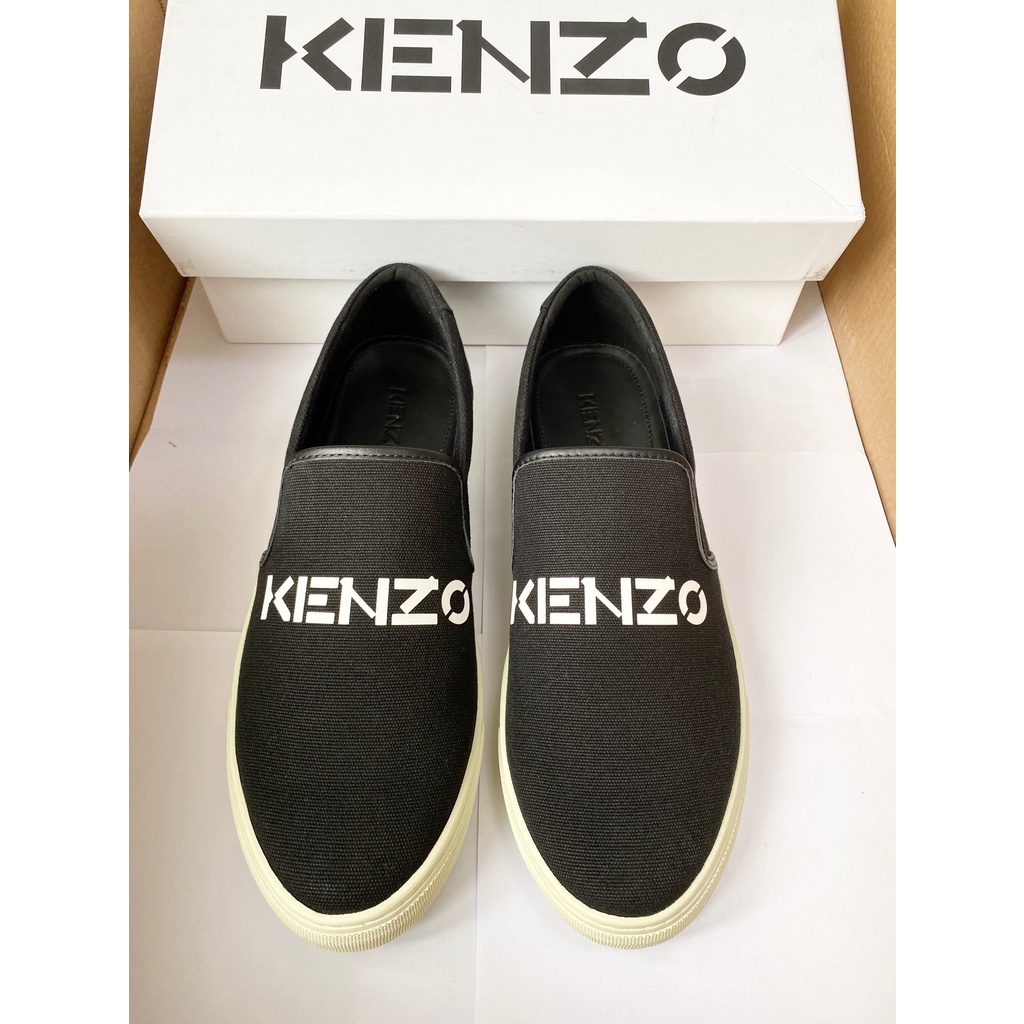 รองเท้า KENZO k-skate ผู้ชาย FR44 us10 slip-on งานผ้าสีดำ ตัดขอบหนัง ...