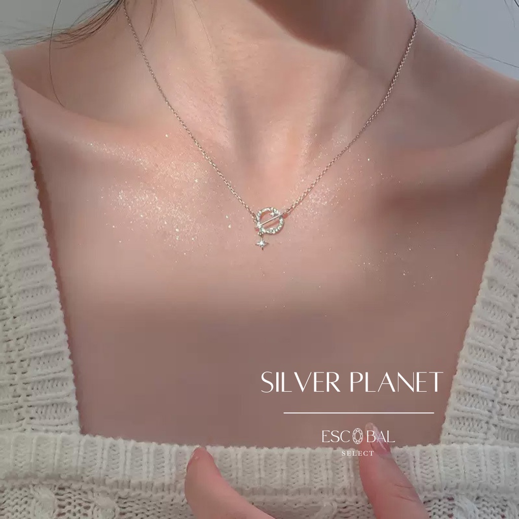ESCOBAL สร้อยคอเงินแท้ Silver planet สร้อยเงินแท้ สร้อยเพชร ของขวัญให้แฟน ดีไซน์สุดหรู ของขวัญ ...