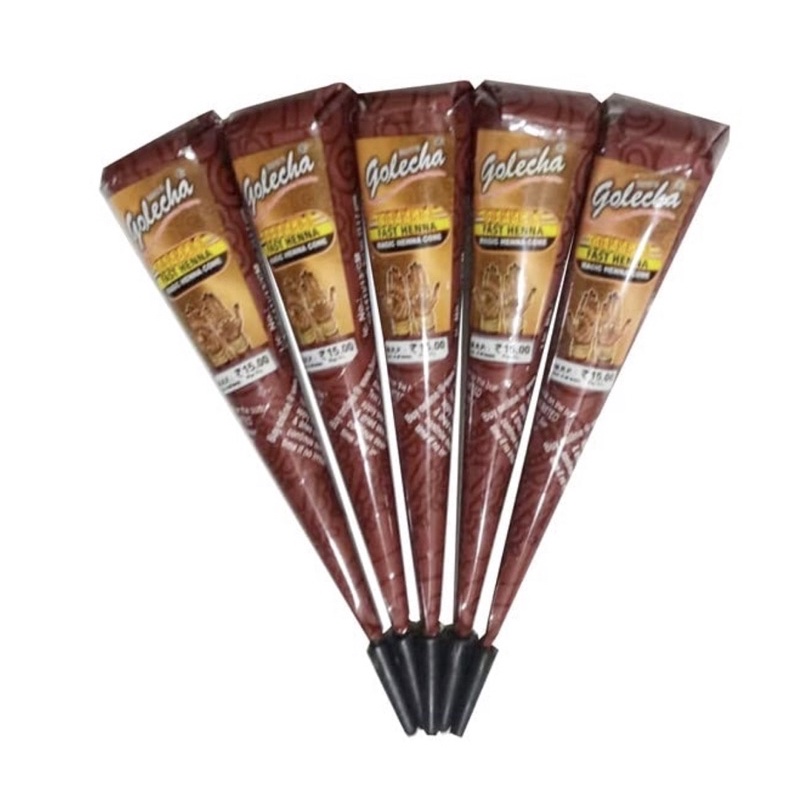 Golecha Mehendi Henna body paint instant colour tattoo กรวยสักสีน้ําตาล ...