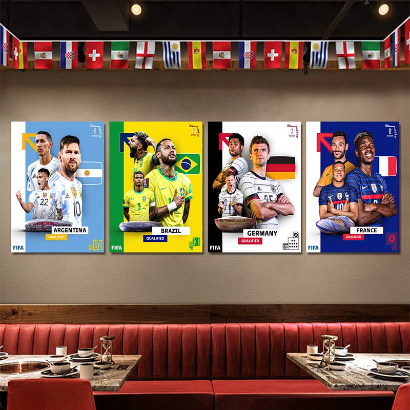 โปสเตอร์สติกเกอร์วอลเปเปอร์ ลาย Qatar 32 Team สําหรับติดตกแต่งผนังบ้าน ...