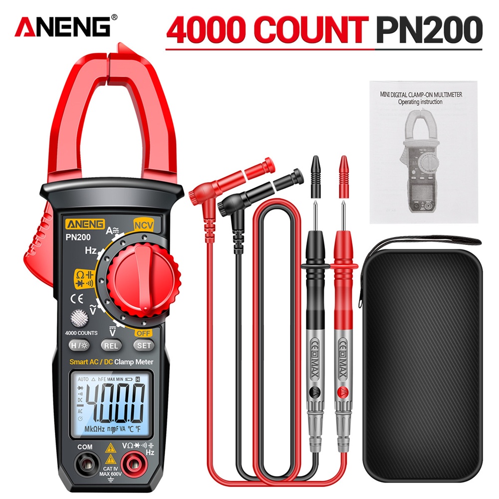 Aneng PN200 แคลมป์มิเตอร์ดิจิทัล DC/AC 600A กระแสไฟ 4000 นับ มัลติ ...