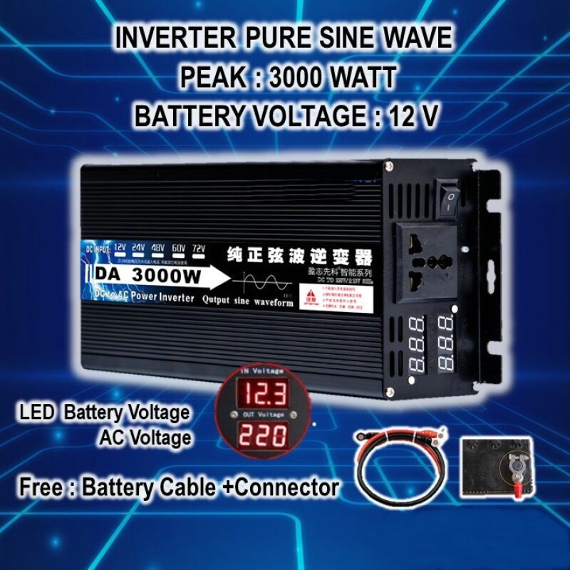 Inverter 3000W pure sine wave 12V อินเวอร์เตอร์เพียวซายเวฟ 3000W DA ...