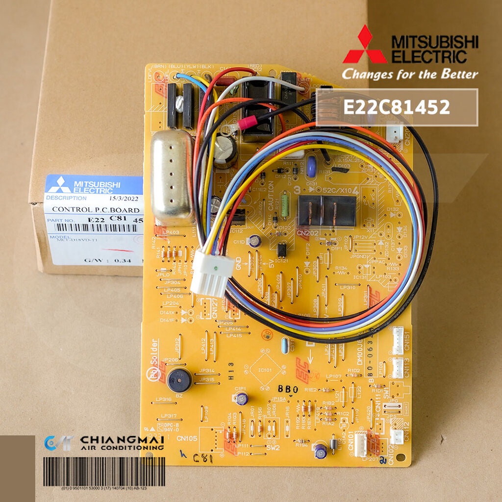 E22C81452 แผงวงจรแอร์ Mitsubishi Electric แผงบอร์ดคอยล์เย็น แอร์ ...