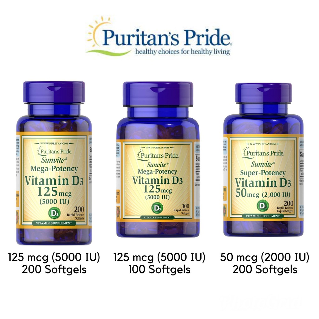 🔥SALE🔥 [ ของแท้!! ] พร้อมส่ง 💦🌟Puritan’s Pride Vitamin D3 50mcg, 125mcg วิตามินดี3 | Shopee Thailand