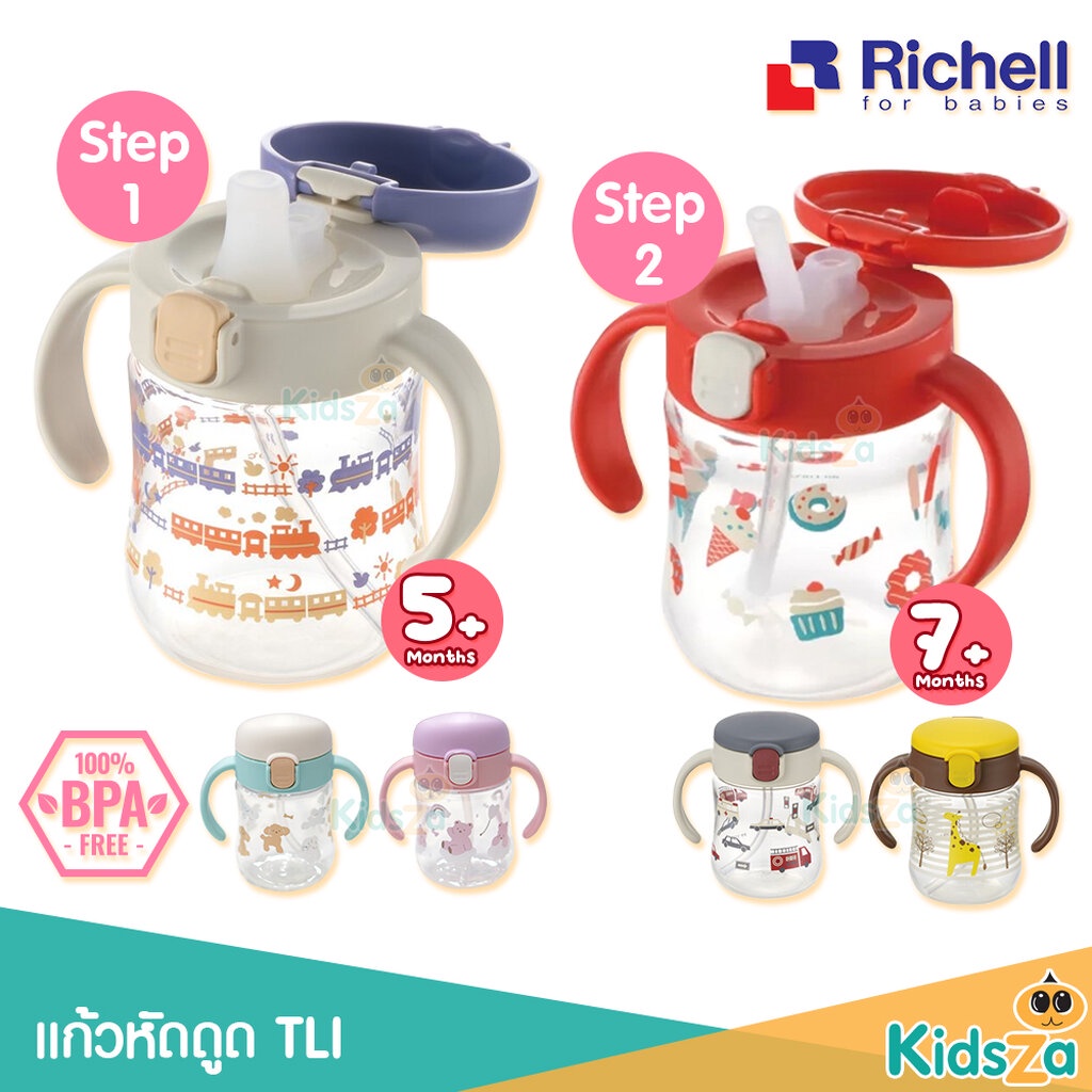 Richell แก้วหัดดูด ถ้วยหลอดดูดกันสำลักรุ่น แก้วหัดดื่ม ถ้วยหัดดูด รุ่น TLI MUG | Shopee Thailand